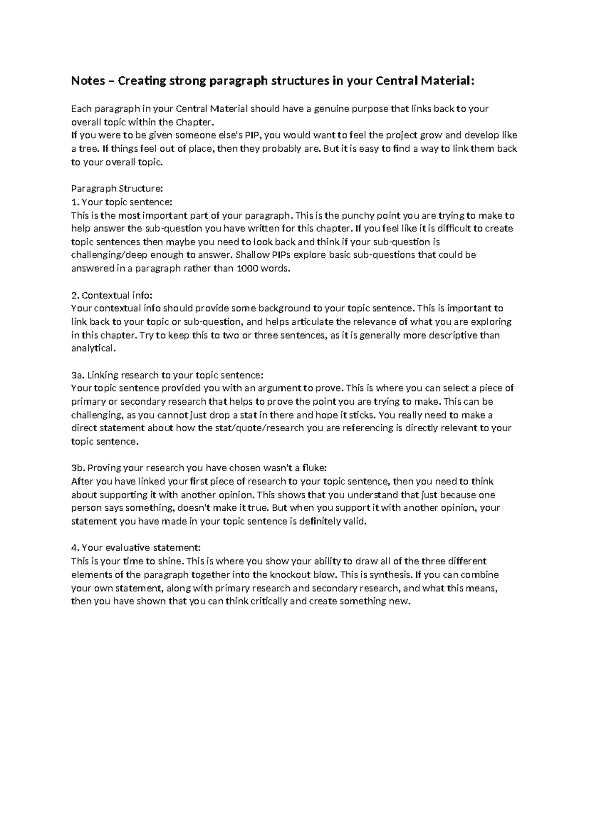 Notes on Strong Paragraph Structures in Central Material - Studocu