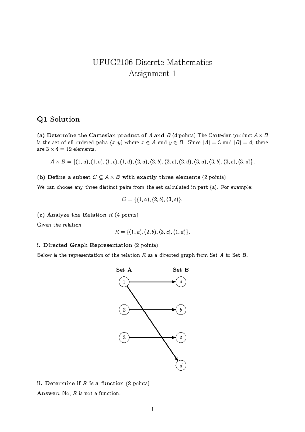 UFUG2106 Discrete Mathematics Assignment 1 Solutions and Analysis - Studocu