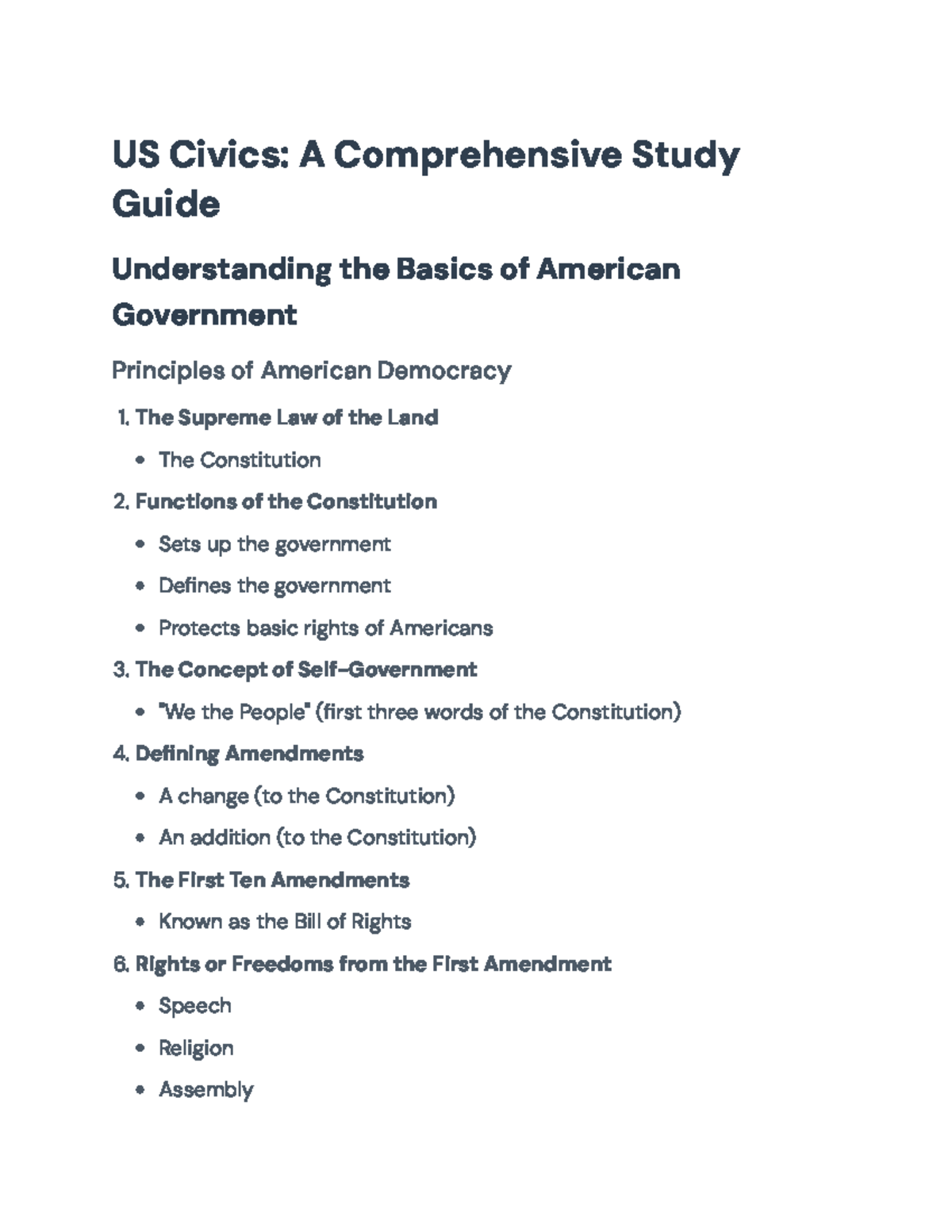 US Civics Study Guide: Understanding American Government and Rights ...