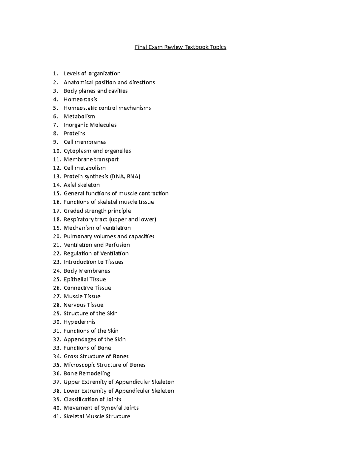 Final Exam Review Textbook Topics - Final Exam Review Textbook Topics ...