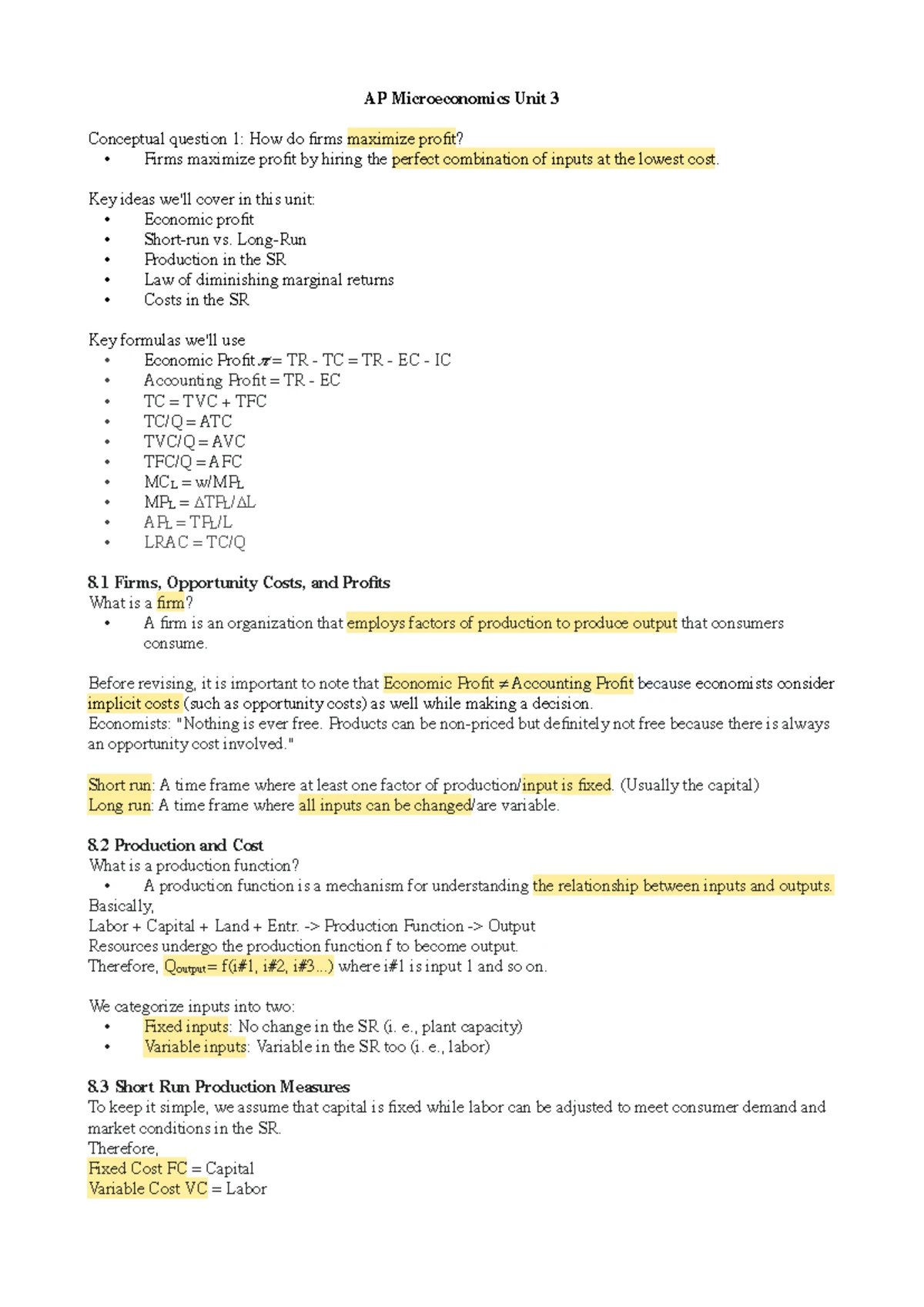 Unit 4 - AP Microeconomics Unit 4 Summary - Imperfect markets include ...