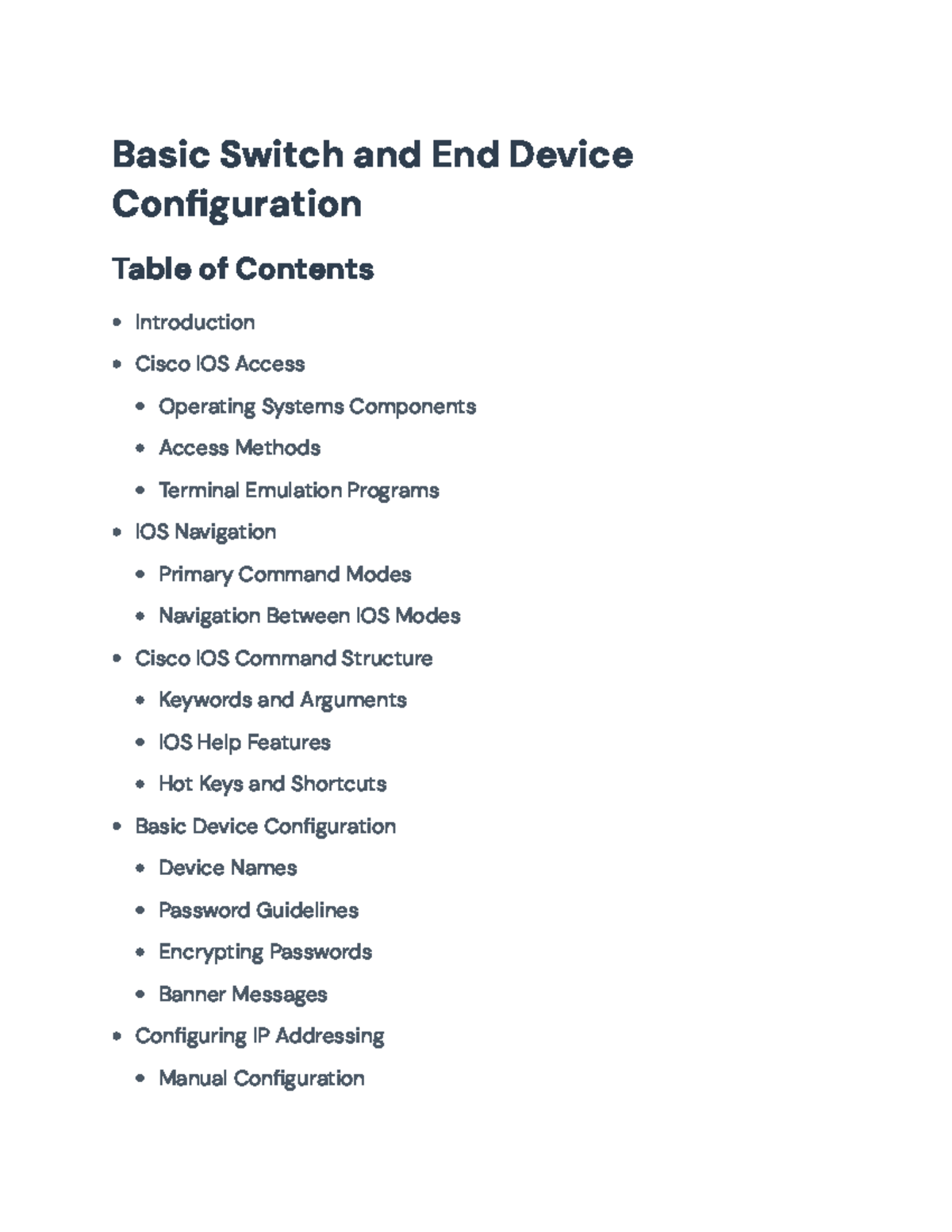 Basic Configuration Guide for Switches and End Devices in Cisco IOS ...