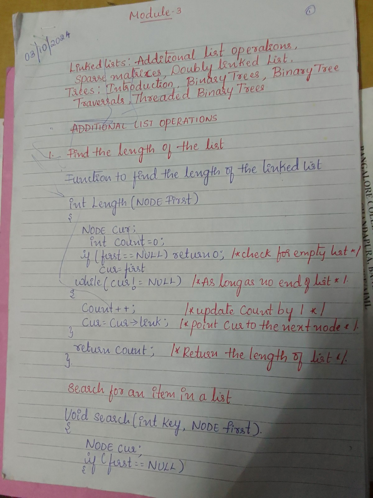 DS Module-3 - Module 3 notes - 1 Linked lists: Additional list ...