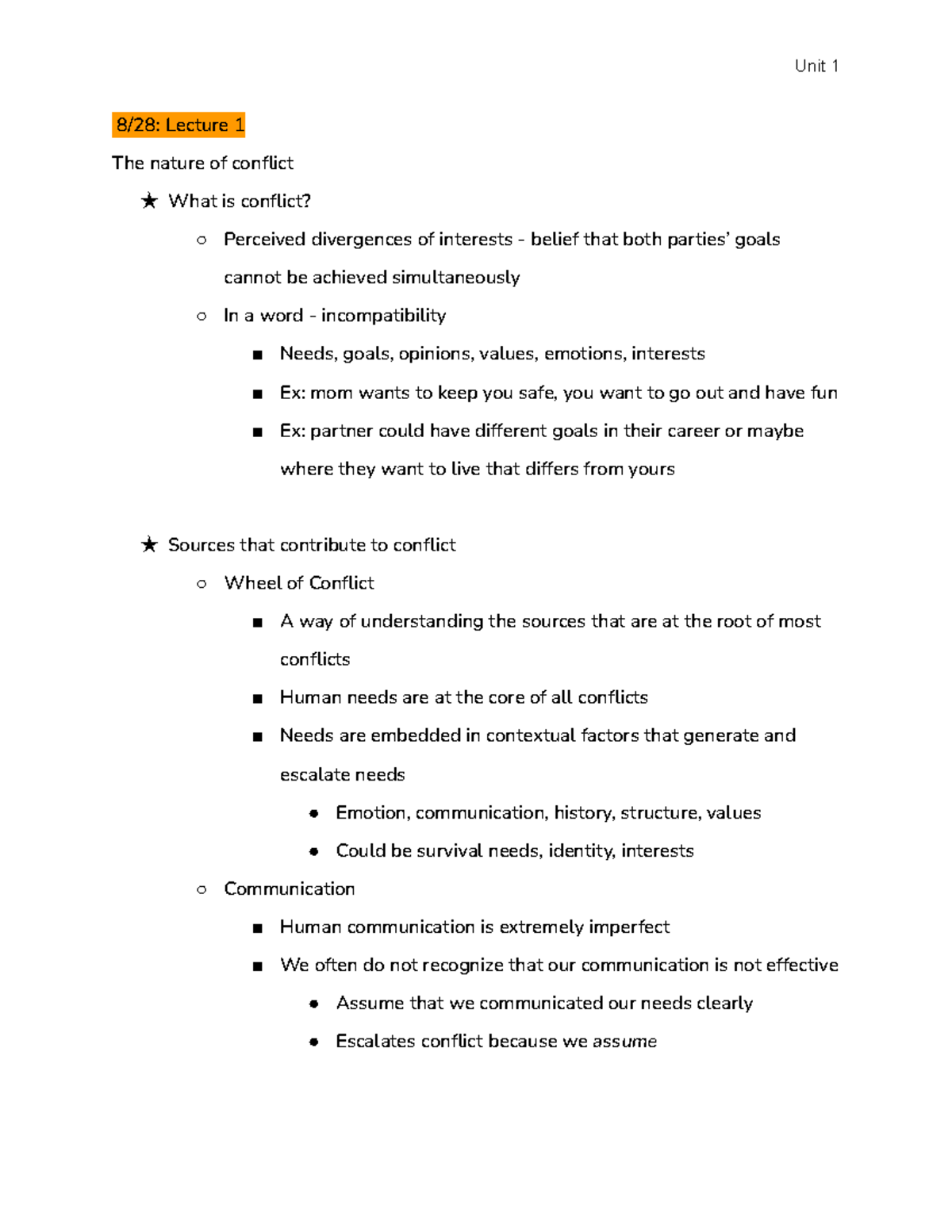 Unit 1 Lecture 1: Understanding the Nature of Conflict and Resolution ...