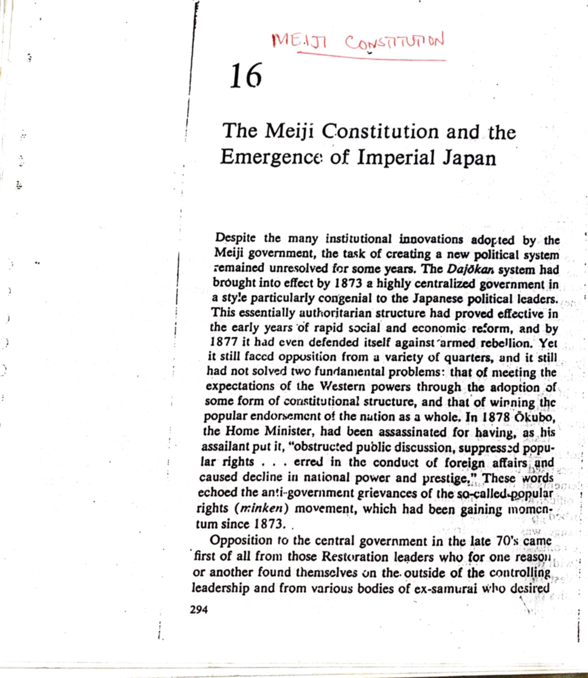 Meiji Constitution Insights - J W Hall Ch 13 Overview - Studocu