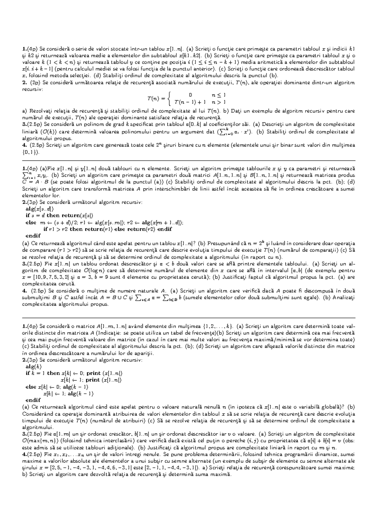 Exemplu Subiect Examen Informatica 2018 - Soluții și Algoritmi - Studocu