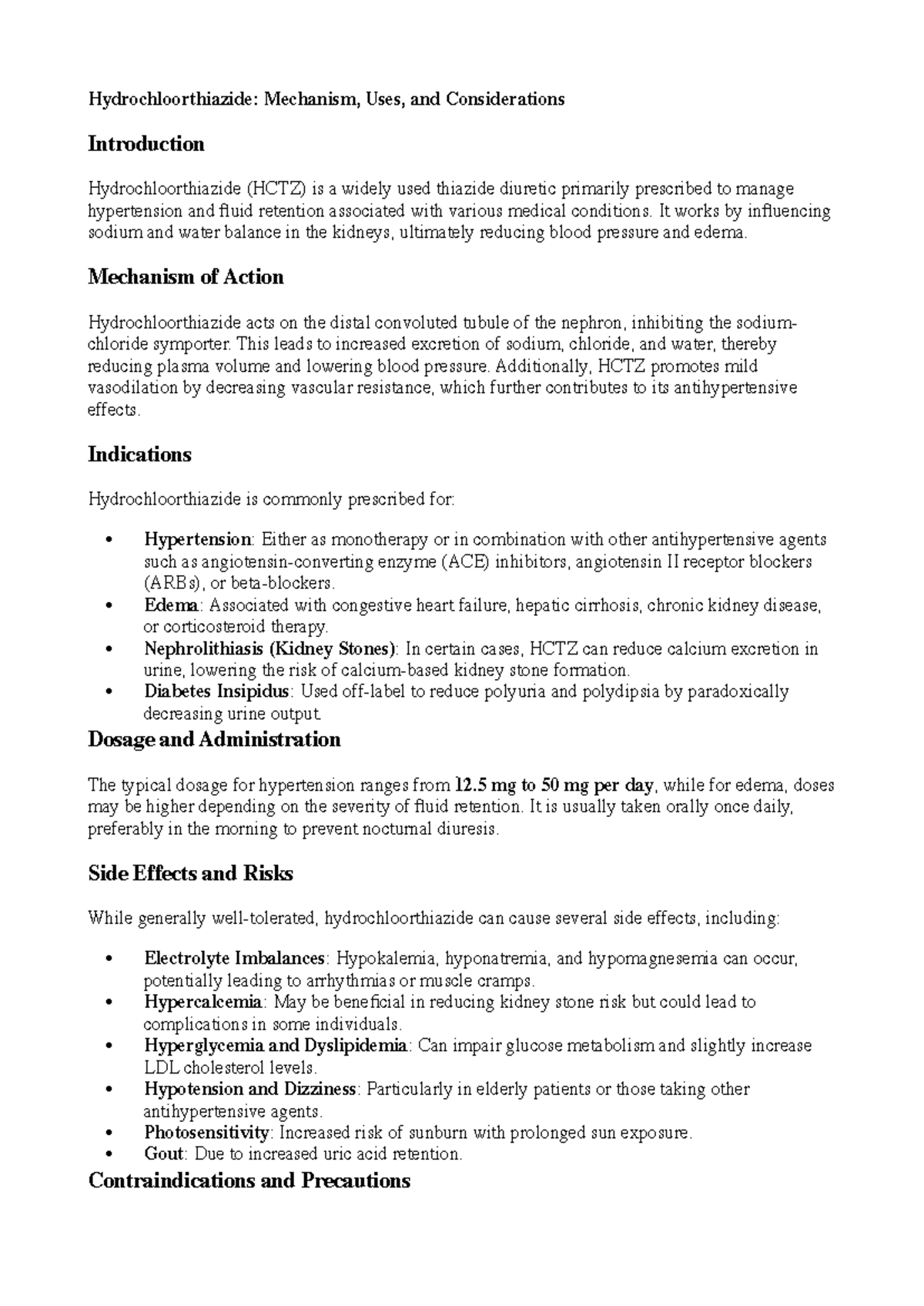 Hydrochloorthiazide (HCTZ): Mechanism, Uses, and Safety Considerations ...