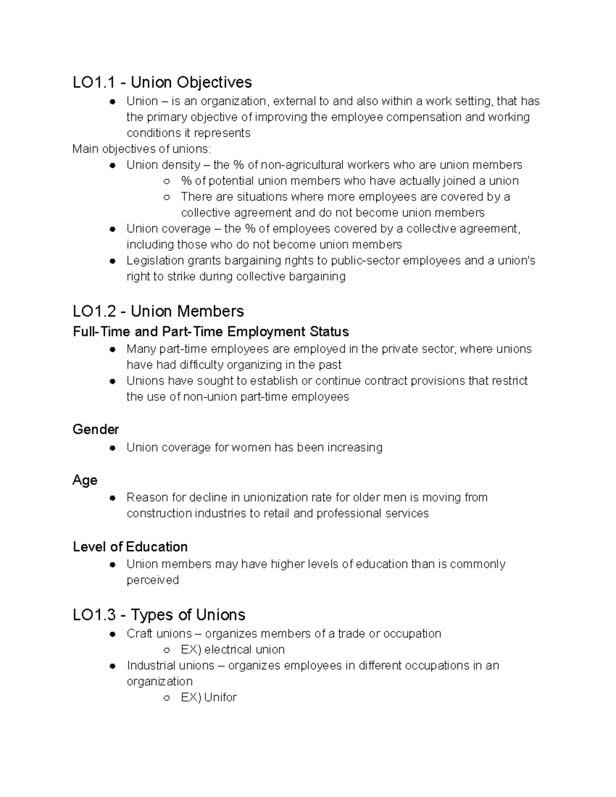 ADM3334 Chapter 1: Union Objectives, Members, and Structure - Studocu
