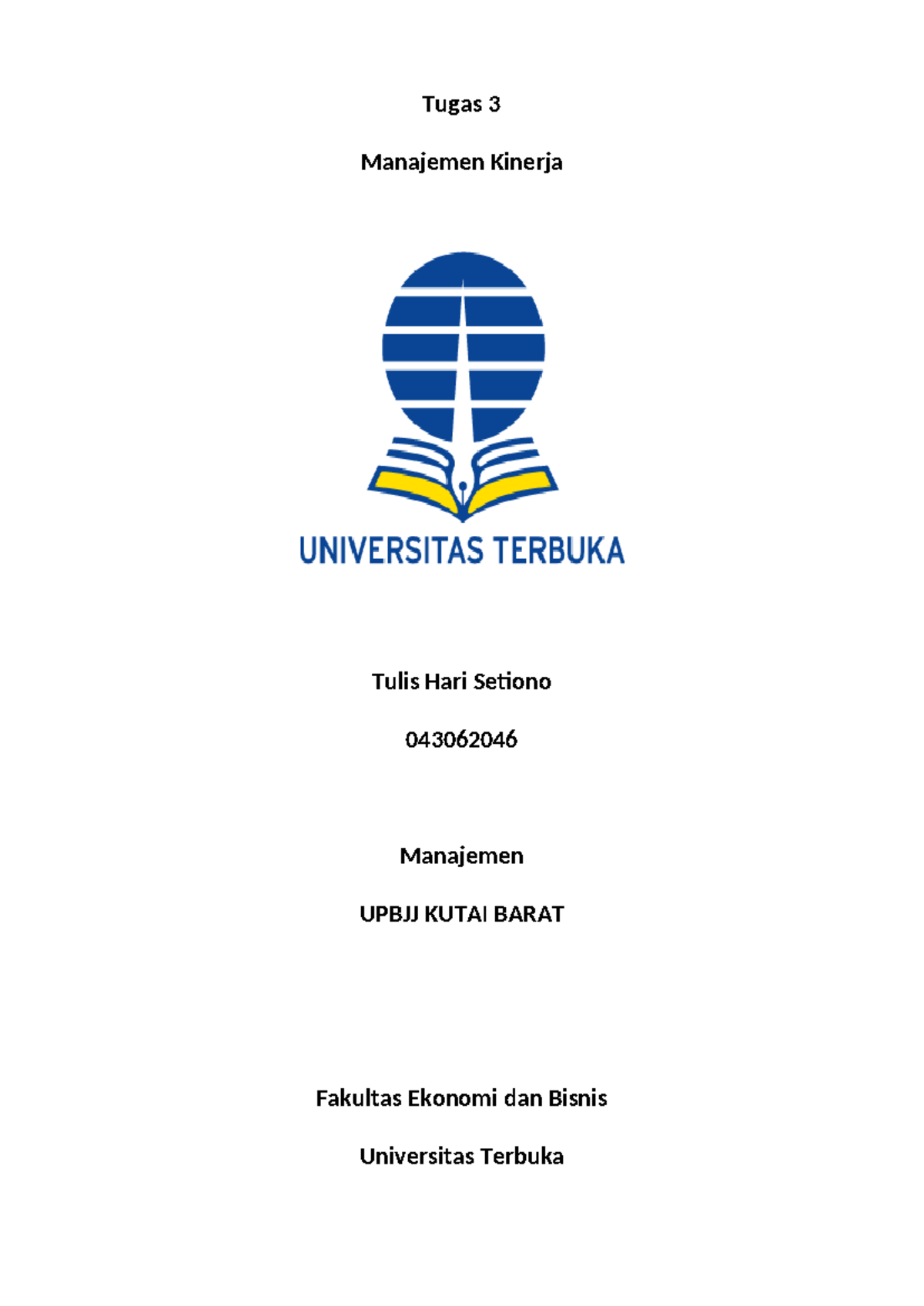 Tugas 3: Evaluasi dan Tolok Ukur Manajemen Kinerja (MANA 2026.1) - Studocu