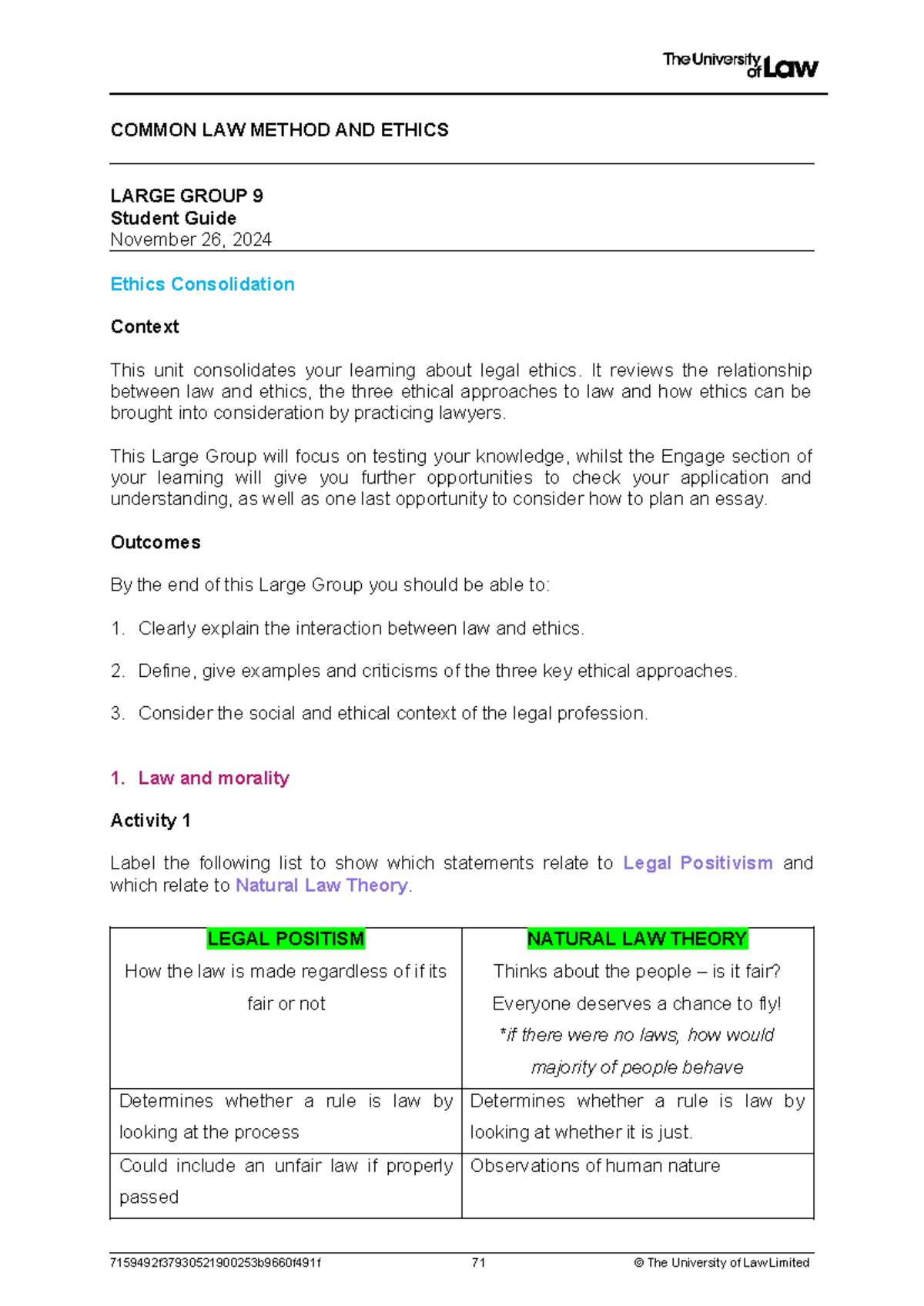 Clme LG 9 and PEC - LG 9 - COMMON LAW METHOD AND ETHICS LARGE GROUP 9 ...