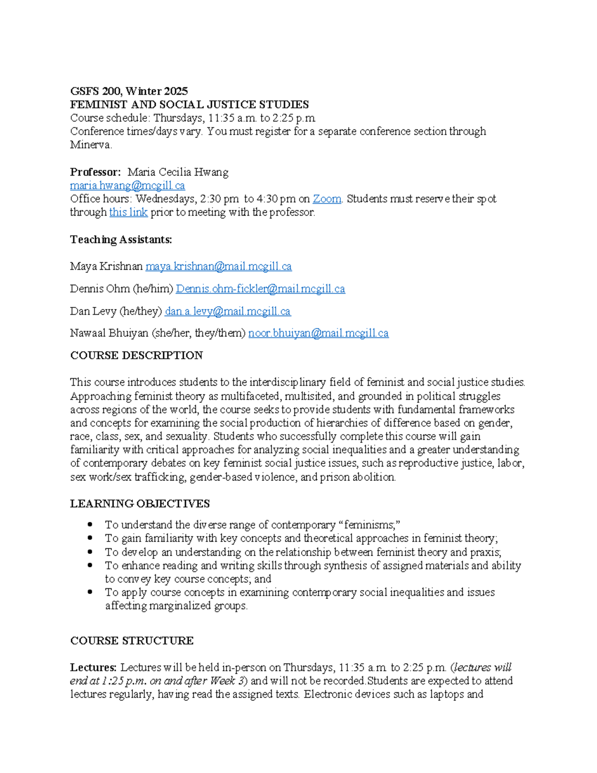 GSFS 200, Winter 2025: Feminist & Social Justice Studies Syllabus - Studocu