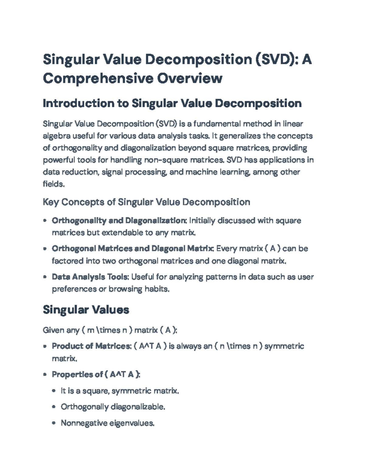 Singular Value Decomposition (SVD): Key Concepts and Applications - Singular Value Decomposition ...
