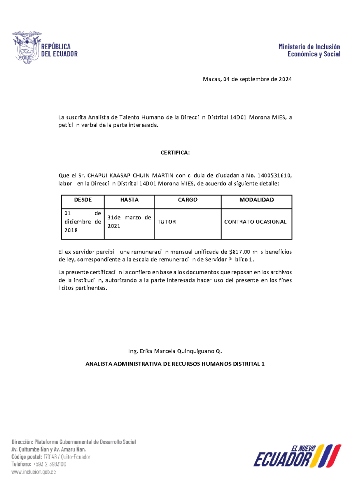 Martin Chapui-signed - vamos pro mas - Macas, 04 de septiembre de 2024 ...