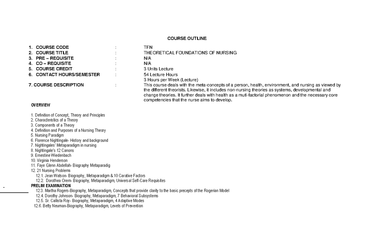 TFN - Summary of Key Theorists in Nursing Foundations - Studocu