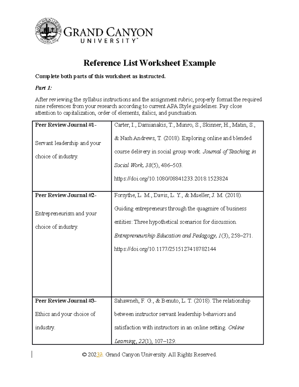 UNV 504 RS Reference List Worksheet Example - Reference List Worksheet ...