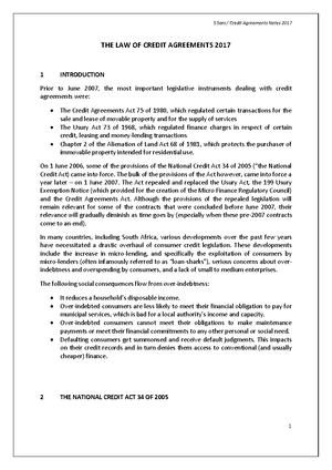 Credit Agreements - NCA - Section 3: Credit Agreements The NCA is the ...