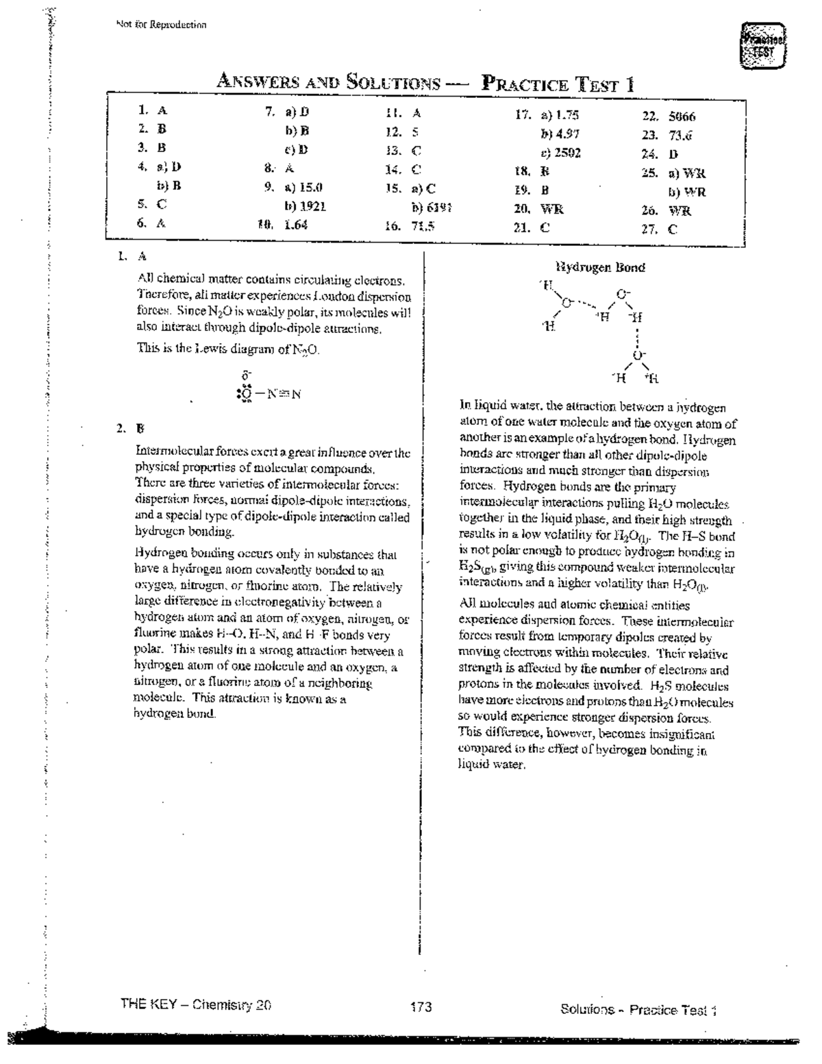 Chemistry 20 Practice Test Answers and Solutions - Studocu