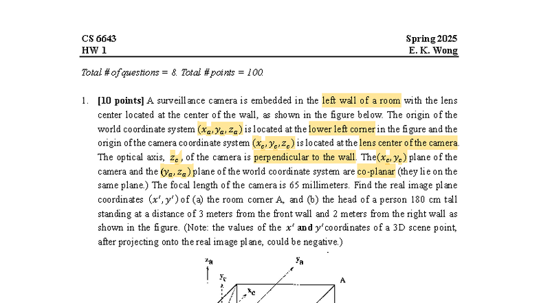 CS 6643 HW 1 Spring 2025: Computer Vision Homework Solutions - Studocu