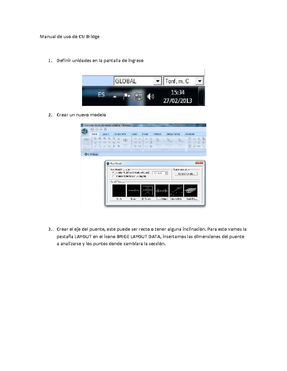 Guía de Usuario para CSI Bridge: Manual Puente VIGA I - Studocu