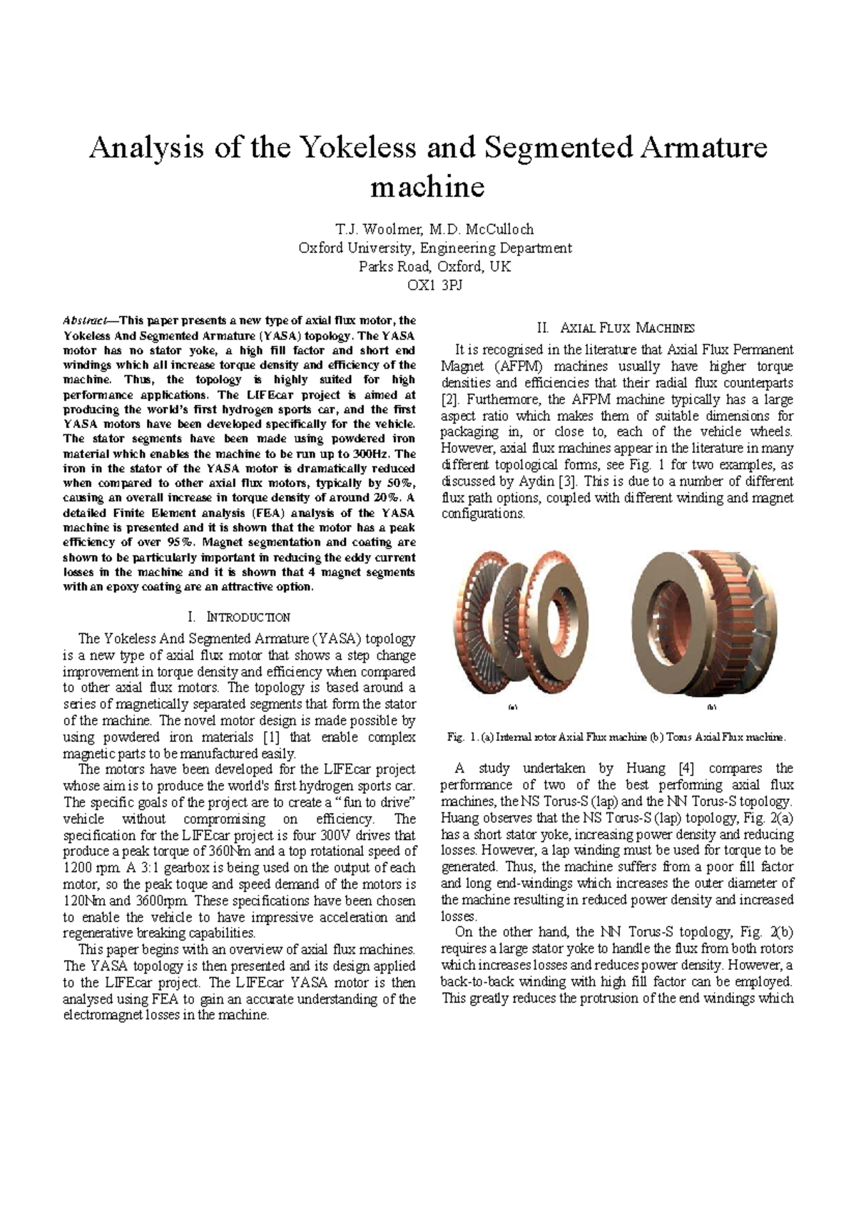 YASA Motor Analysis for High-Performance Applications in Engineering ...