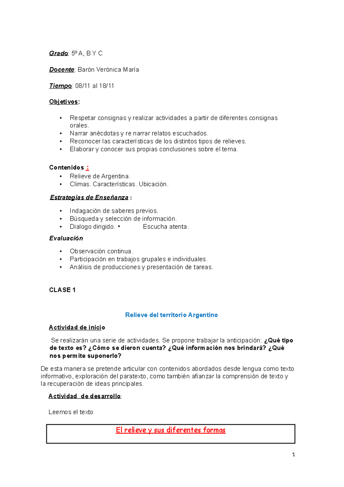 Secuencia de Relieve y Clima - 5° A, B y C (Docente: Barón V.) - Studocu