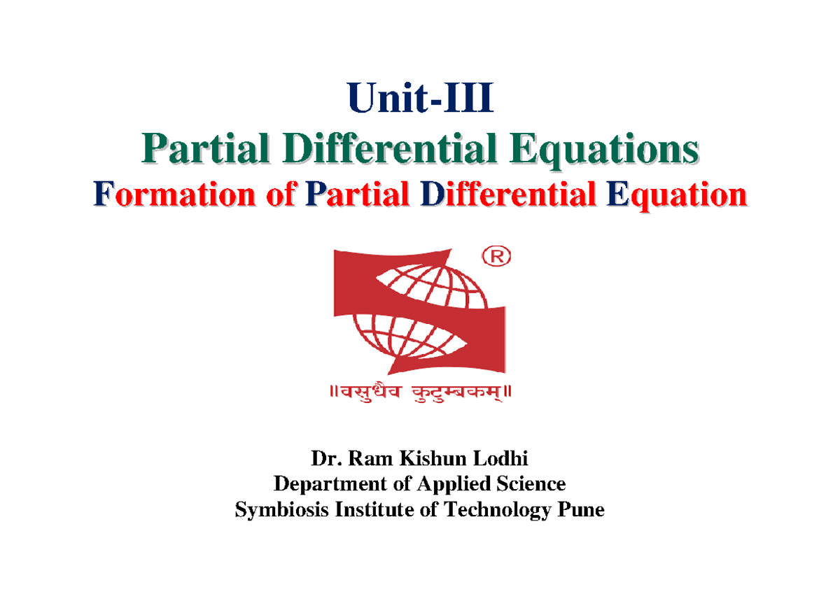 Unit-III Part-2: Math Notes on Partial Differential Equations - Studocu