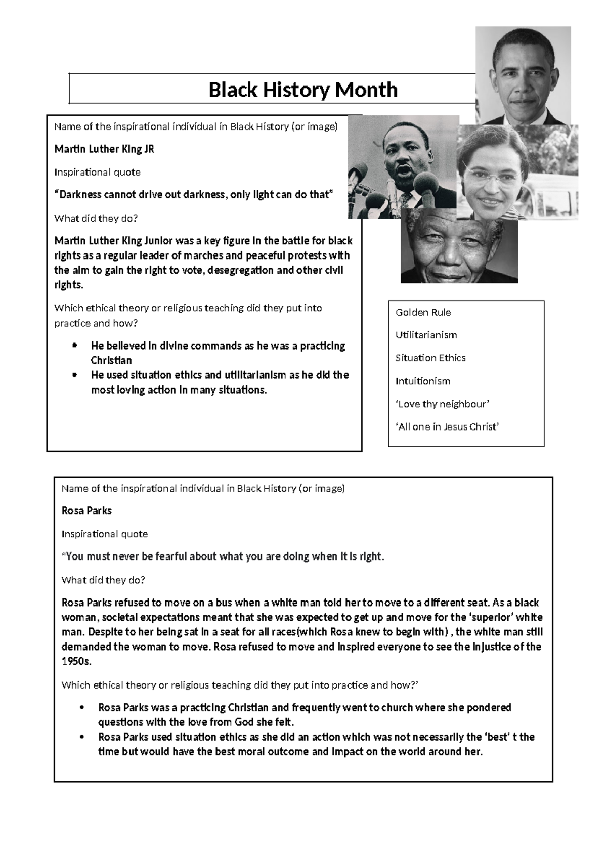 Black History Month: Key Figures & Their Ethical Impact (RS) - Studocu