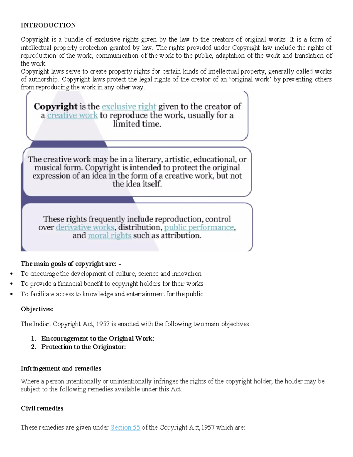 Copyright Law: Key Principles and Infringement Remedies - Studocu