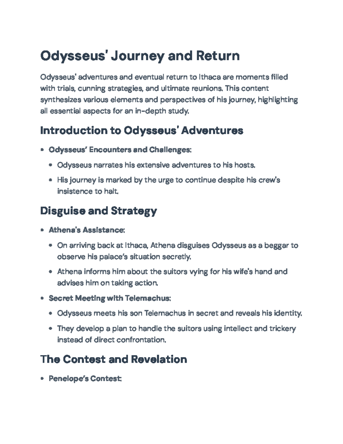 Odysseus' Journey and Return: Analysis of Trials and Triumphs ...