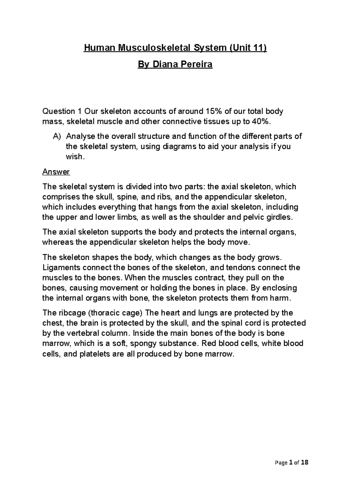 Unit 11: Overview of the Human Musculoskeletal System & Functions - Studocu