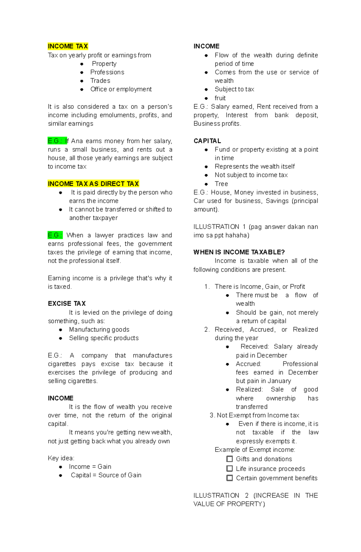 INCOME TAX Notes (Course Code: TAX101) - February 2026 - Studocu