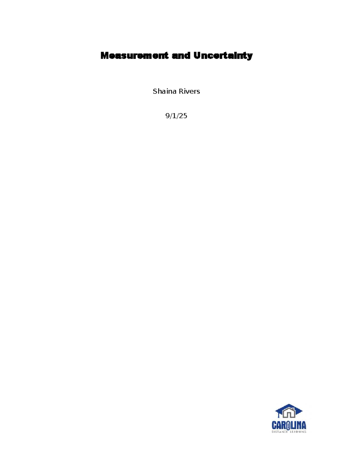 580352 Measurement and Uncertainty Lab Report - Studocu