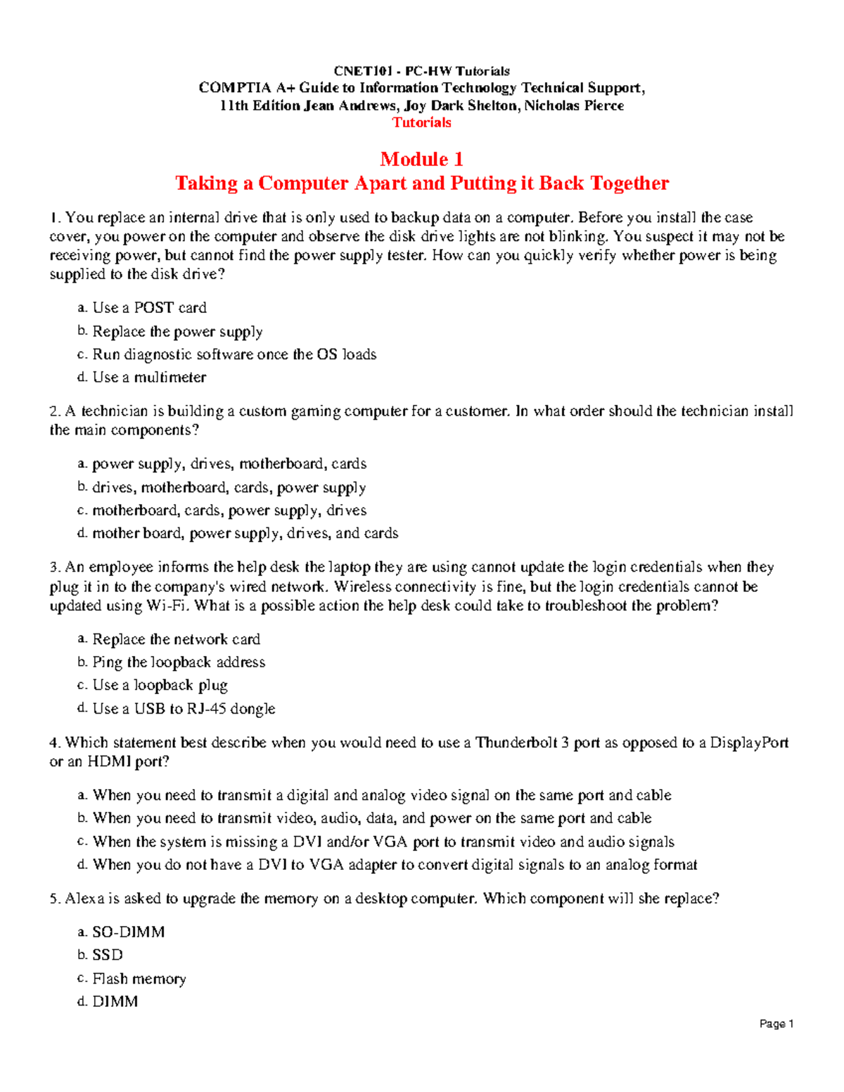 CNET101 Final Exam Study Guide: Tutorials 1-3 - Studocu
