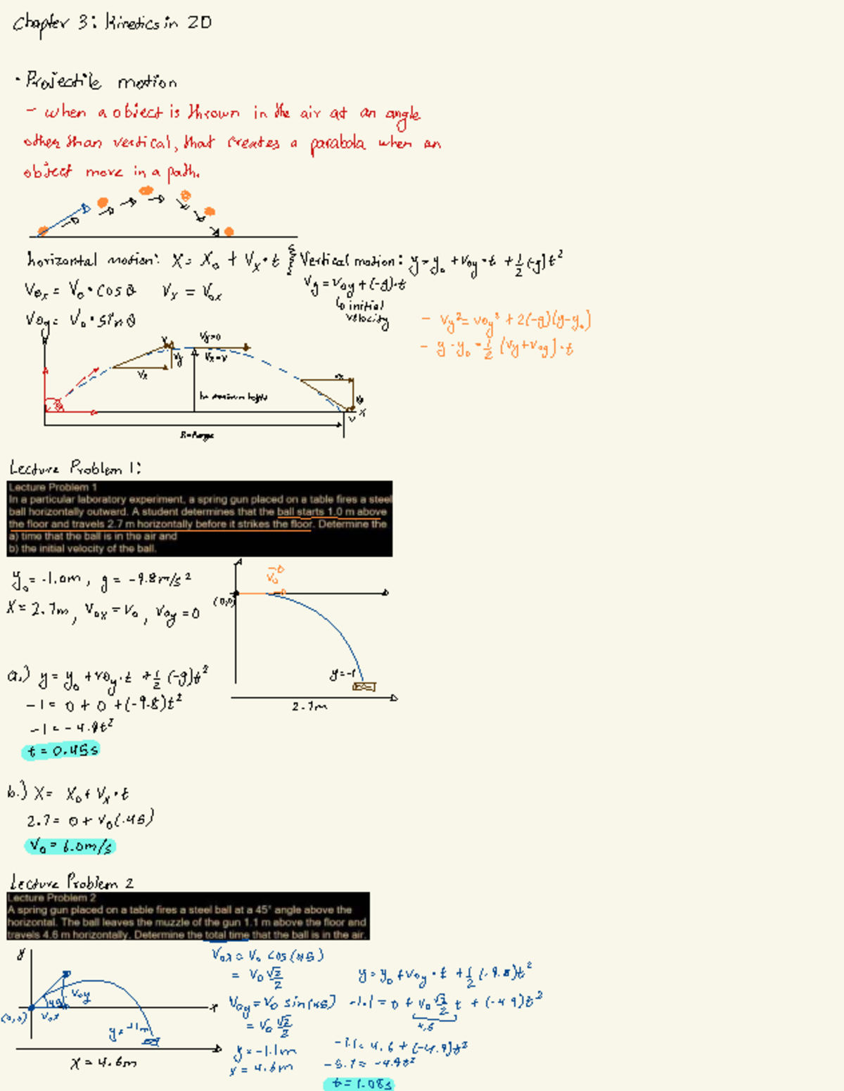 Chapter 3: Kinematics in 2D Projectile Motion (Course Code) - Studocu