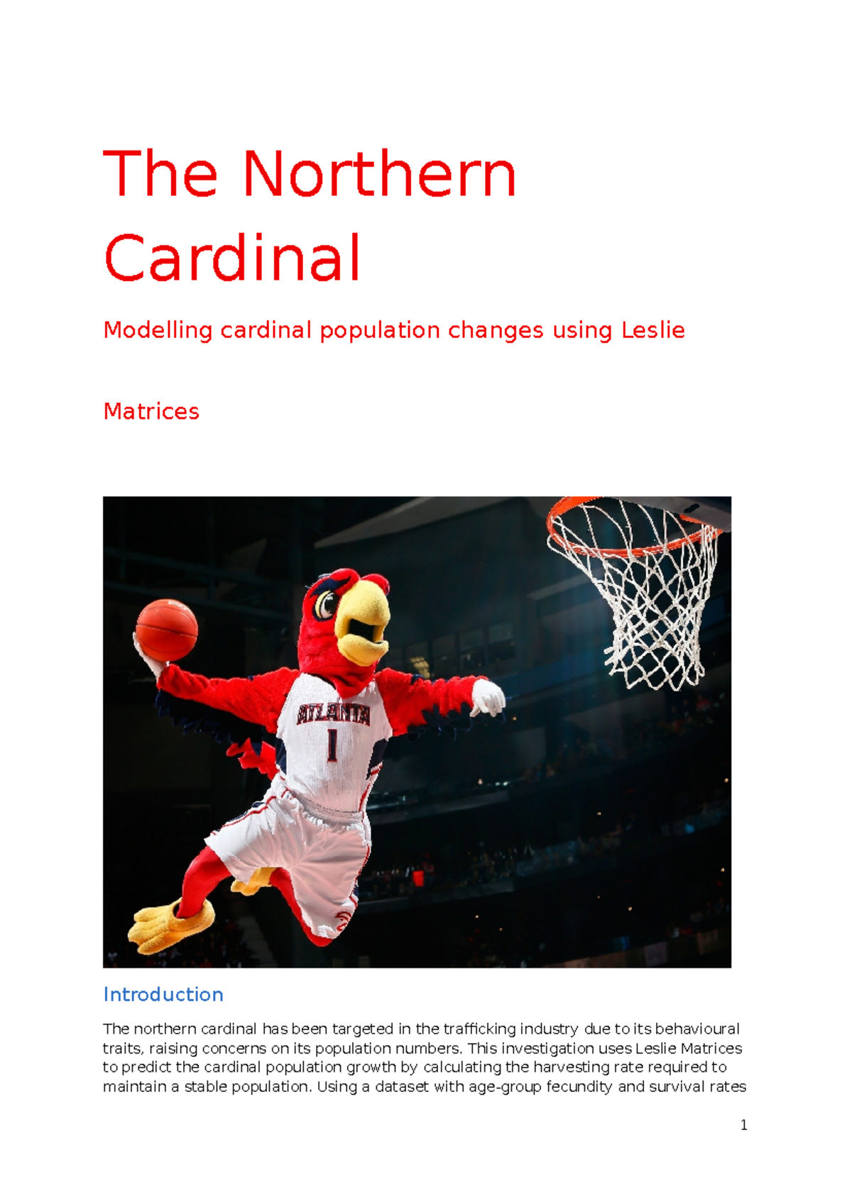 PSMT IA1 Final: Modelling Northern Cardinal Populations with Leslie ...