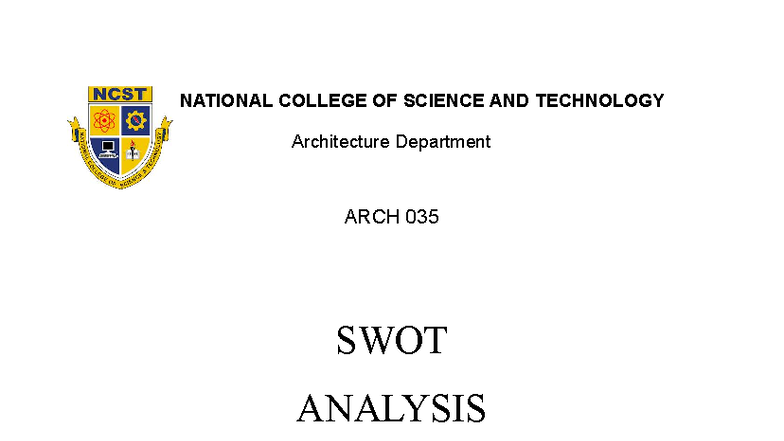 ARCH 035 SWOT Analysis of Bacoor City Architecture - Studocu