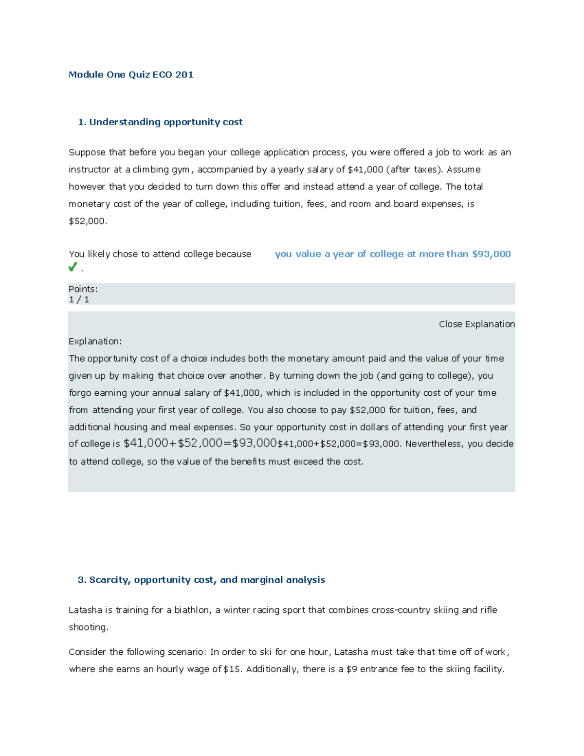 Module One Quiz ECO 201 - Mod 1 Quiz - Module One Quiz ECO 201 1 ...