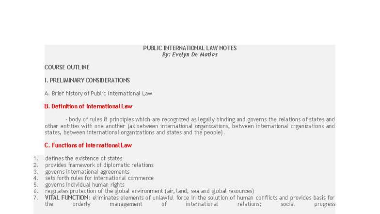 PUBLIC INTERNATIONAL LAW NOTES (PIL 101): Comprehensive Overview - Studocu