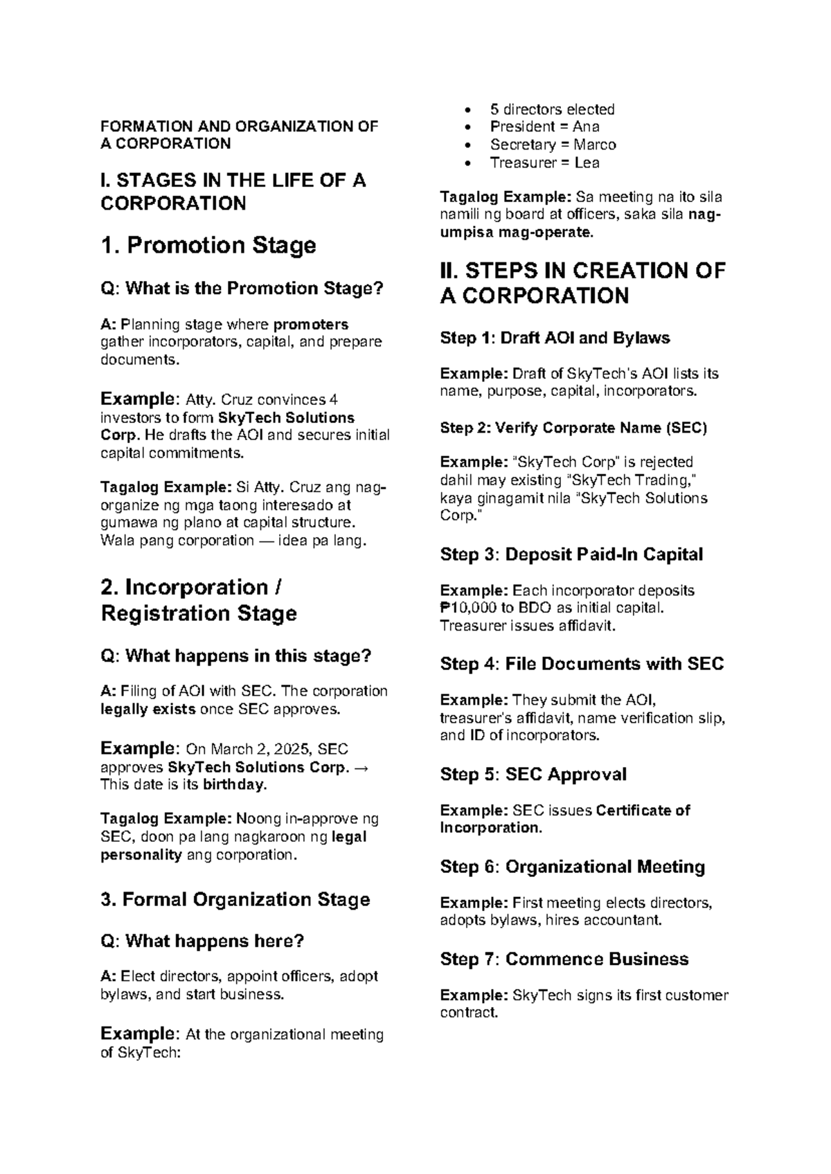 BUS 101: Formation and Organization of a Corporation - Key Stages and ...