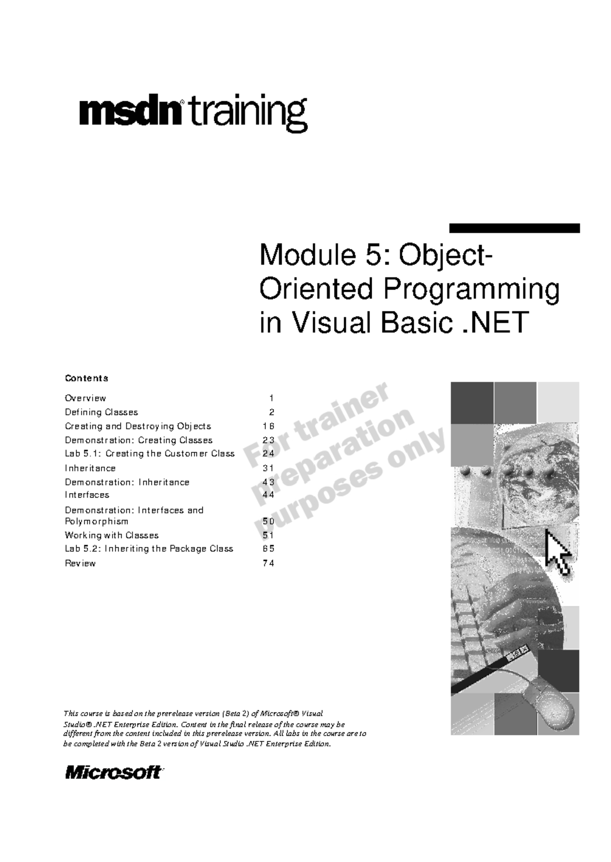 Module 5: OOP Concepts in Visual Basic .NET (Course 0041) - Studocu