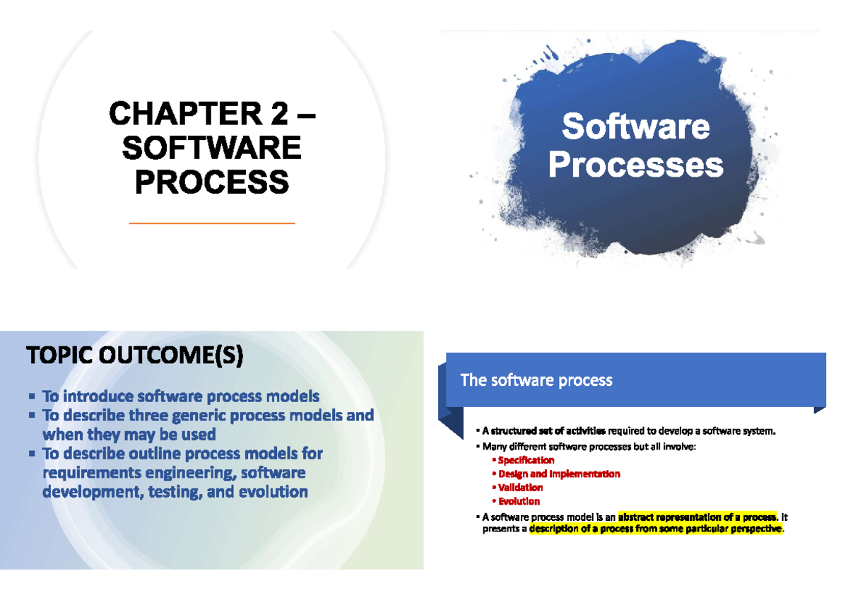 CHAPTER 2: Software Processes and Models Overview (CS101) - Studocu