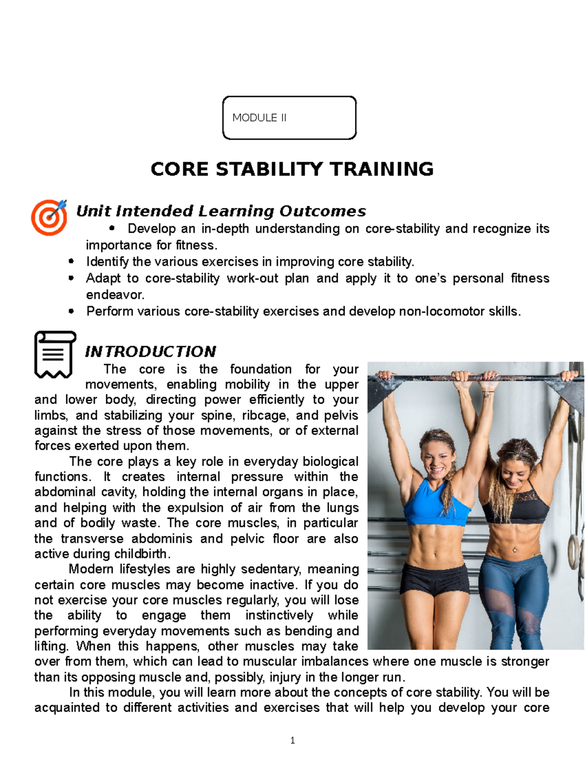 Pathfit 1: Module 2 - Core Stability Training & Exercises Overview ...