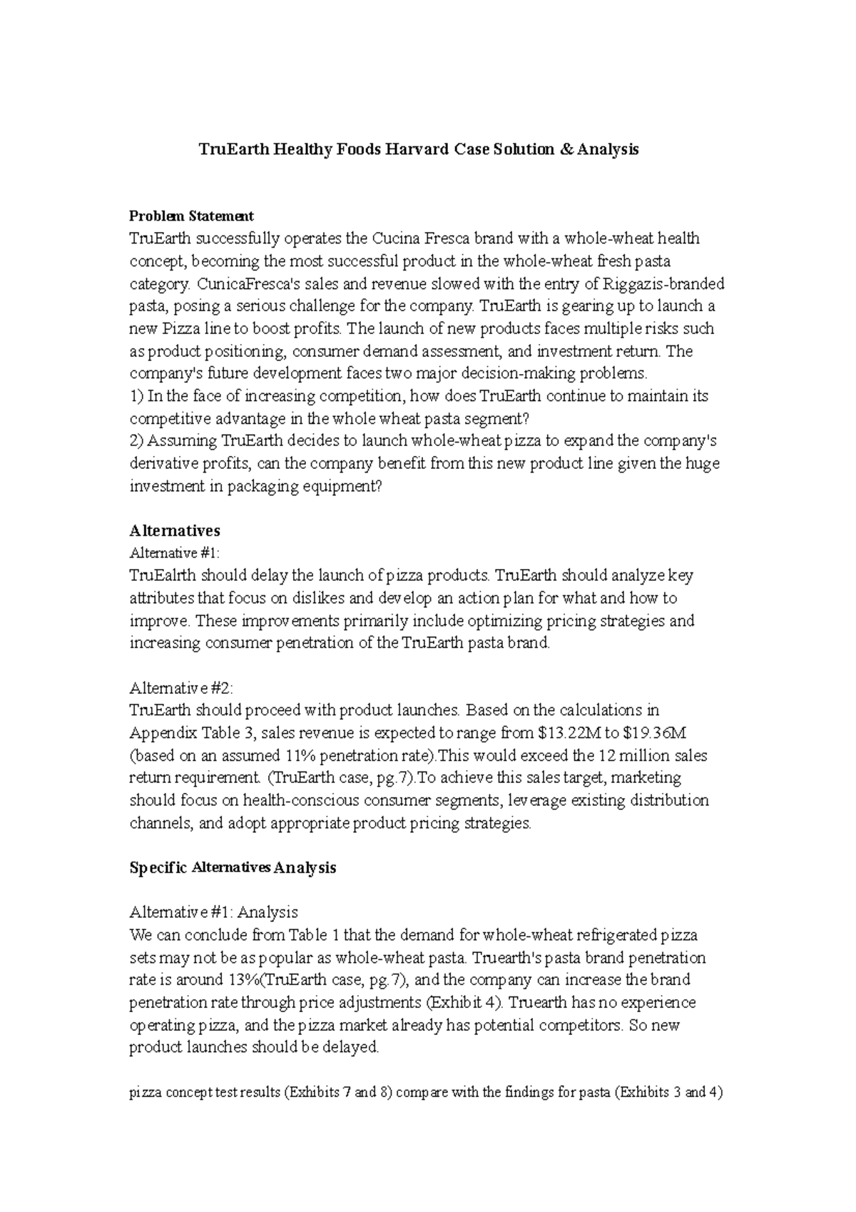 TruEarth Healthy Foods Case Study: Whole Wheat Pasta & Pizza Strategy ...