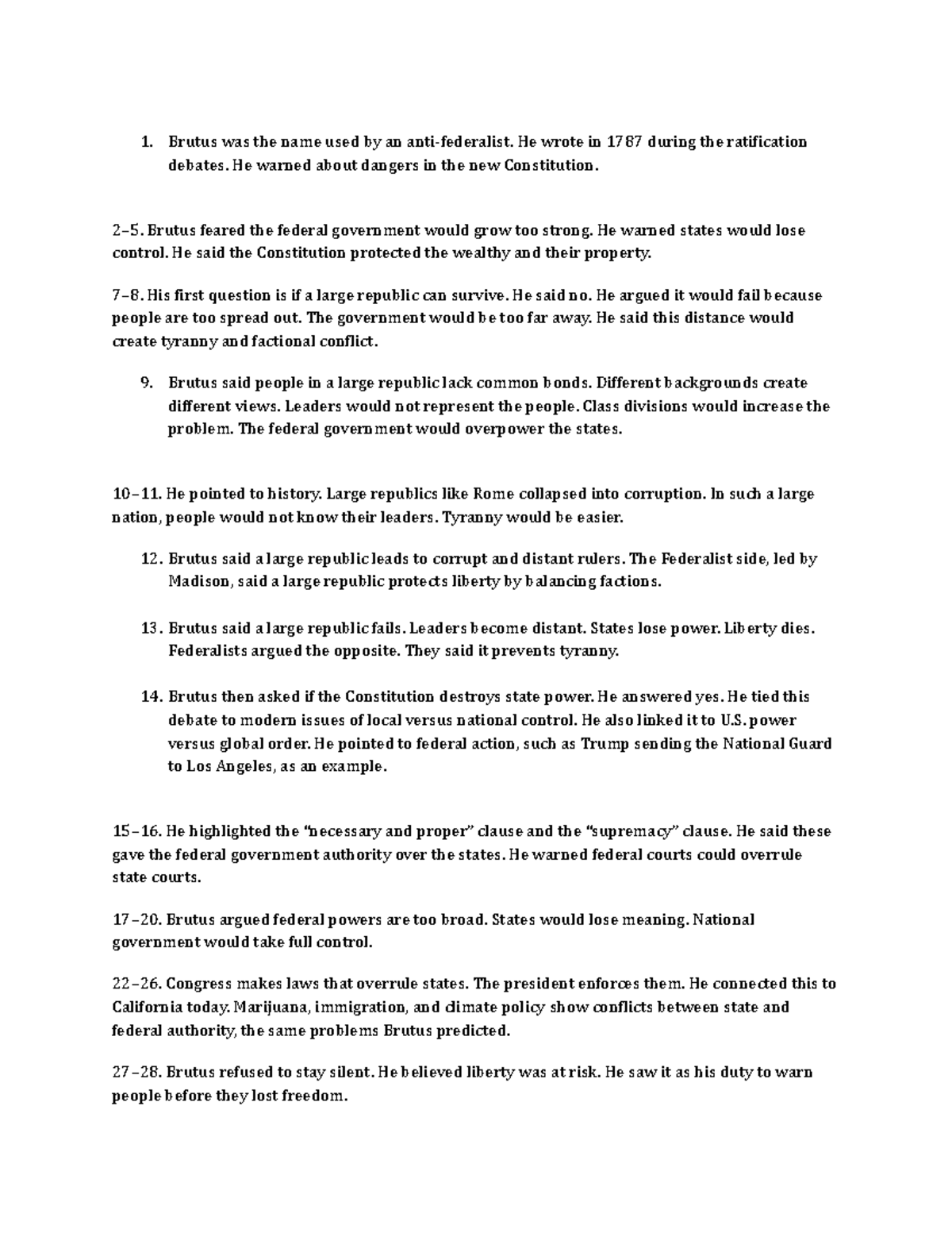Brutus vs. Federalists: Debates on Republic Size & Liberty (1787) - Studocu