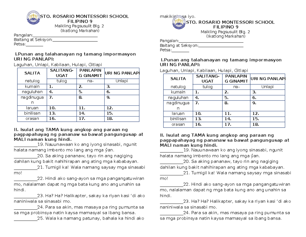 Paglalapi (MP2) 3Q - Paano maglapi ng salita? - STO. ROSARIO MONTESSORI ...
