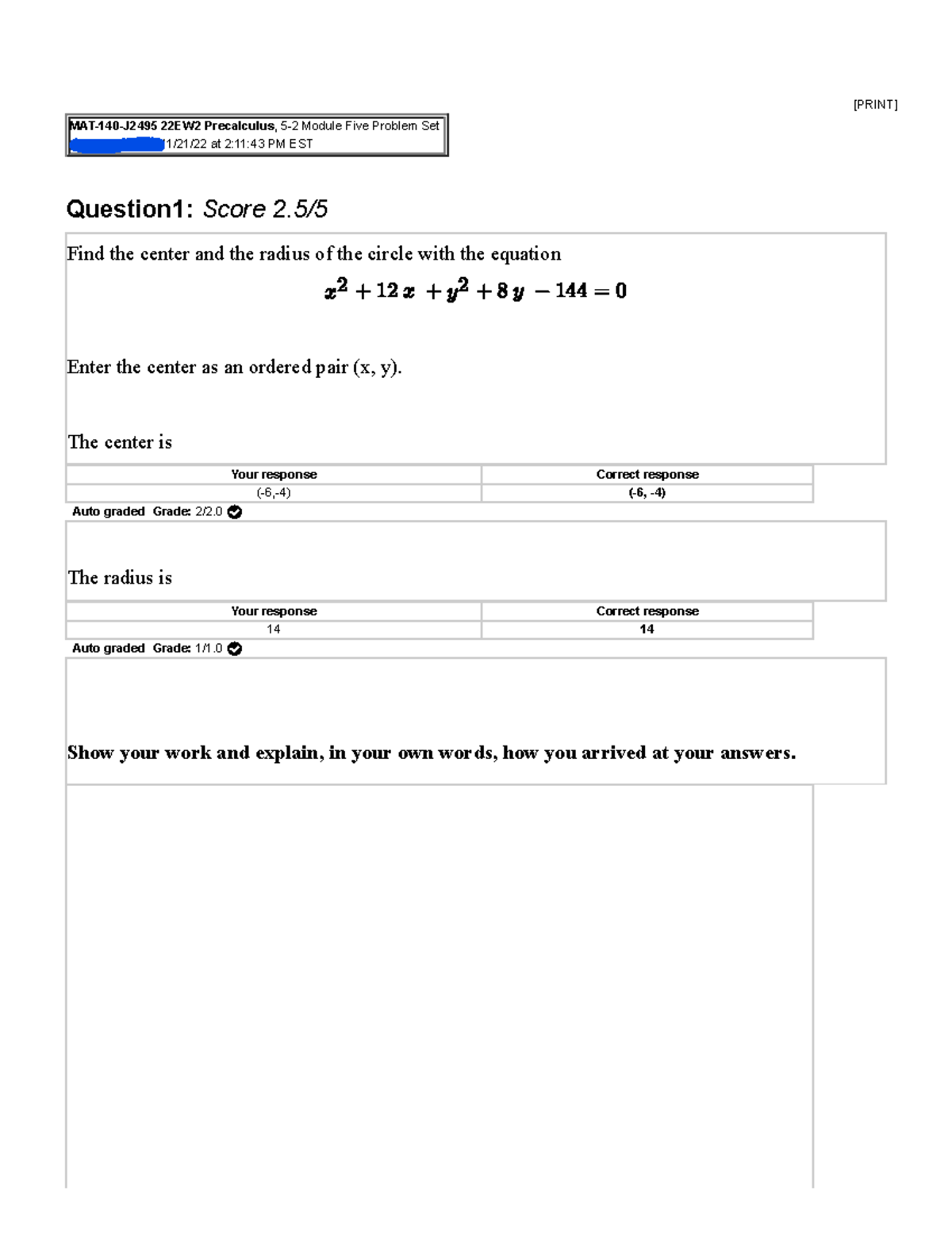Mod5Exam - Module 5 Exam - [PRINT] MAT-140-J2495 22EW2 Precalculus, 5-2 ...