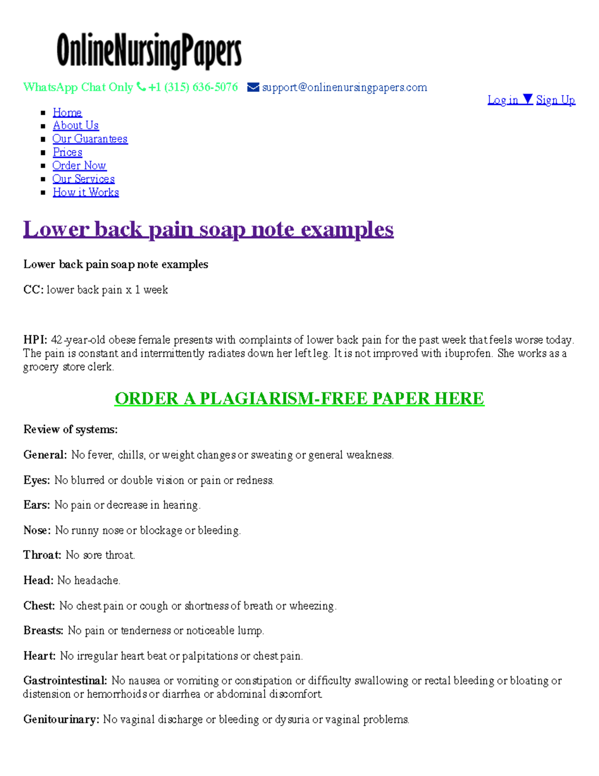 Low Back Pain SOAP Note - Medsurg Nursing Midterm & Final Exam Guide ...