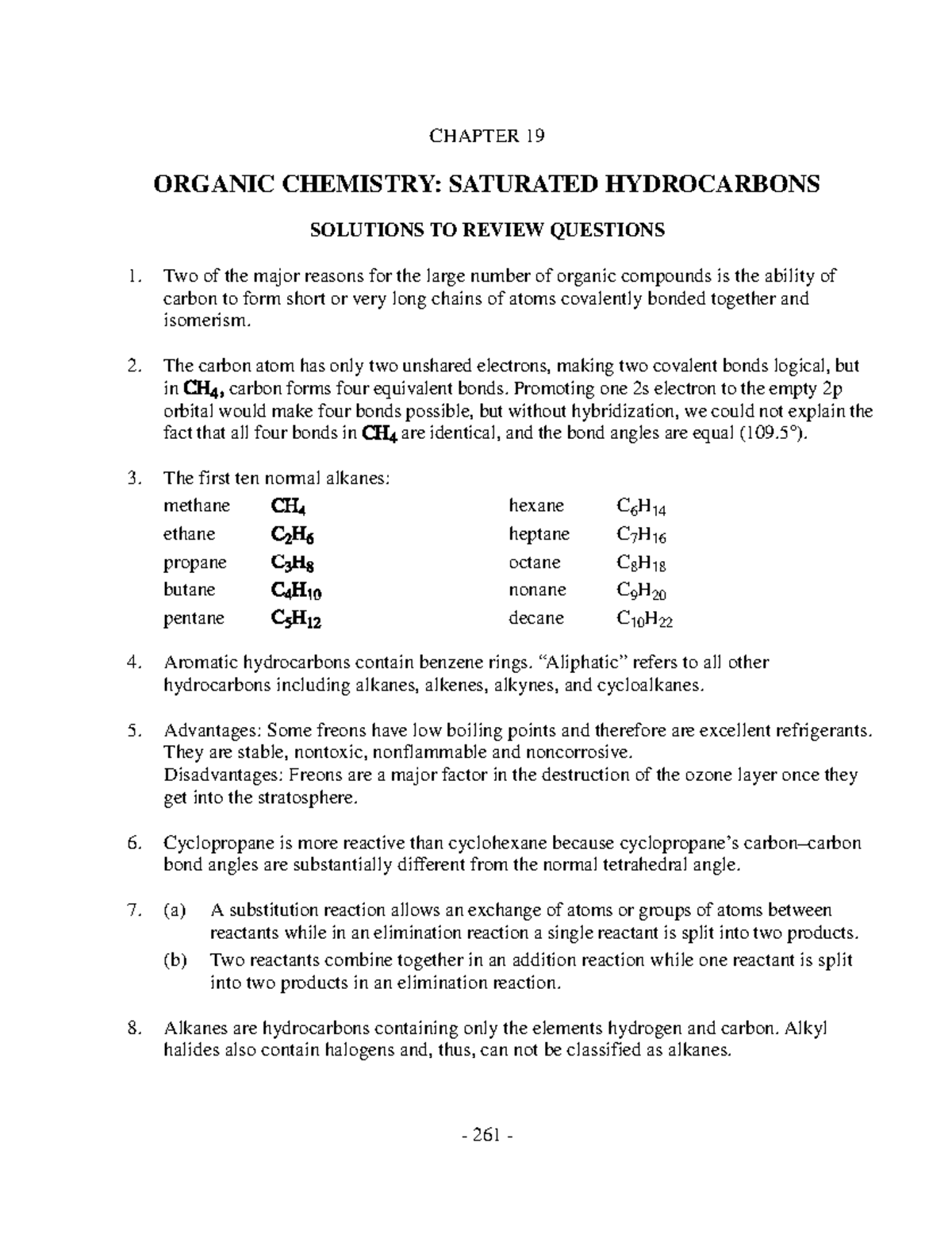CH 19 Organic Chemistry: Saturated Hydrocarbons Review Solutions - Studocu