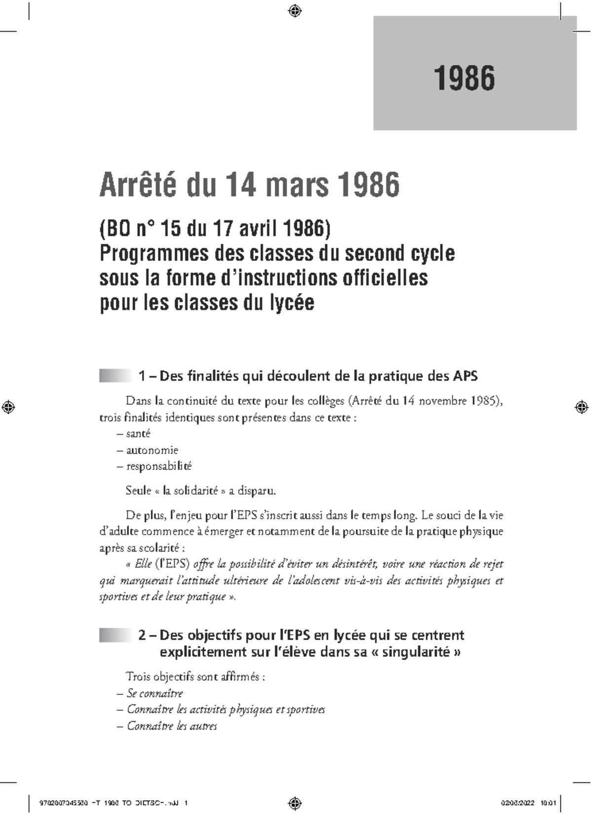Résumé des Programmes des Classes du Second Cycle - IO86 - Studocu