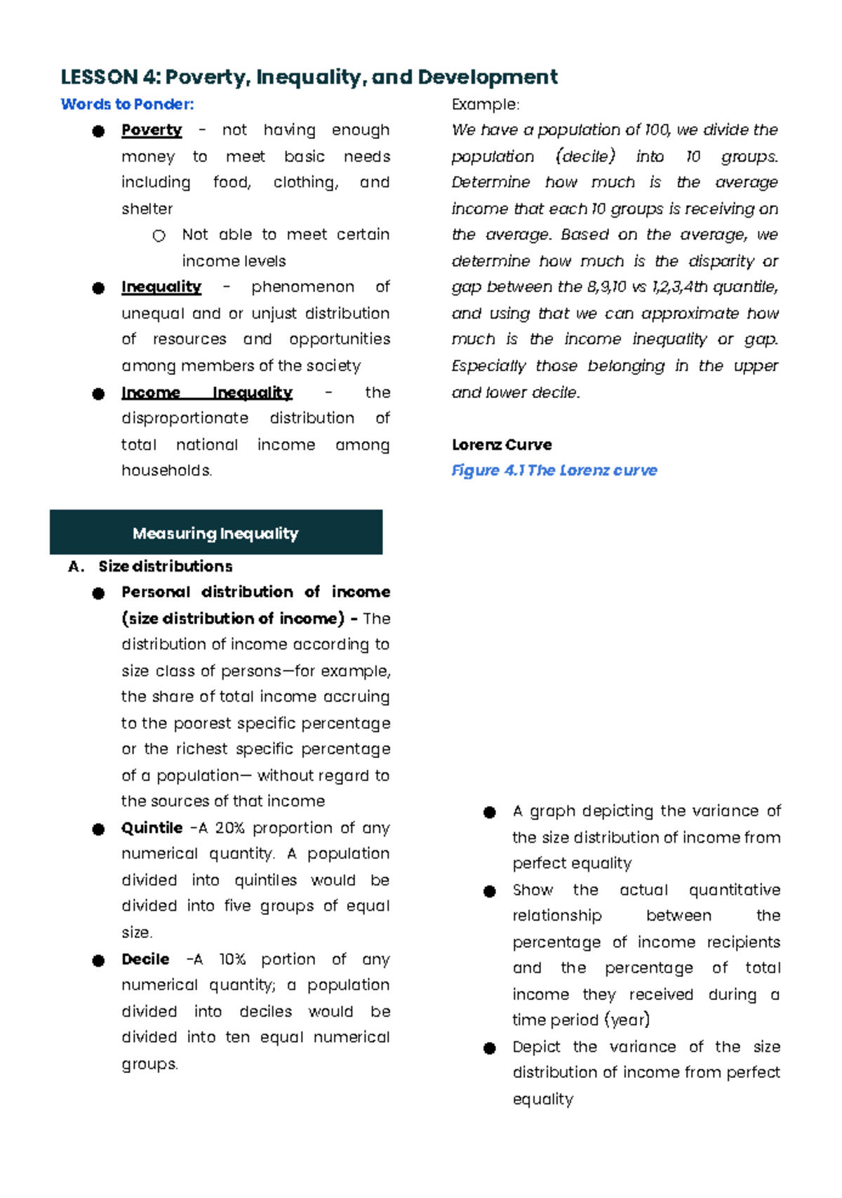 Lesson 4 Poverty, Inequality, and Development - LESSON 4: Poverty ...